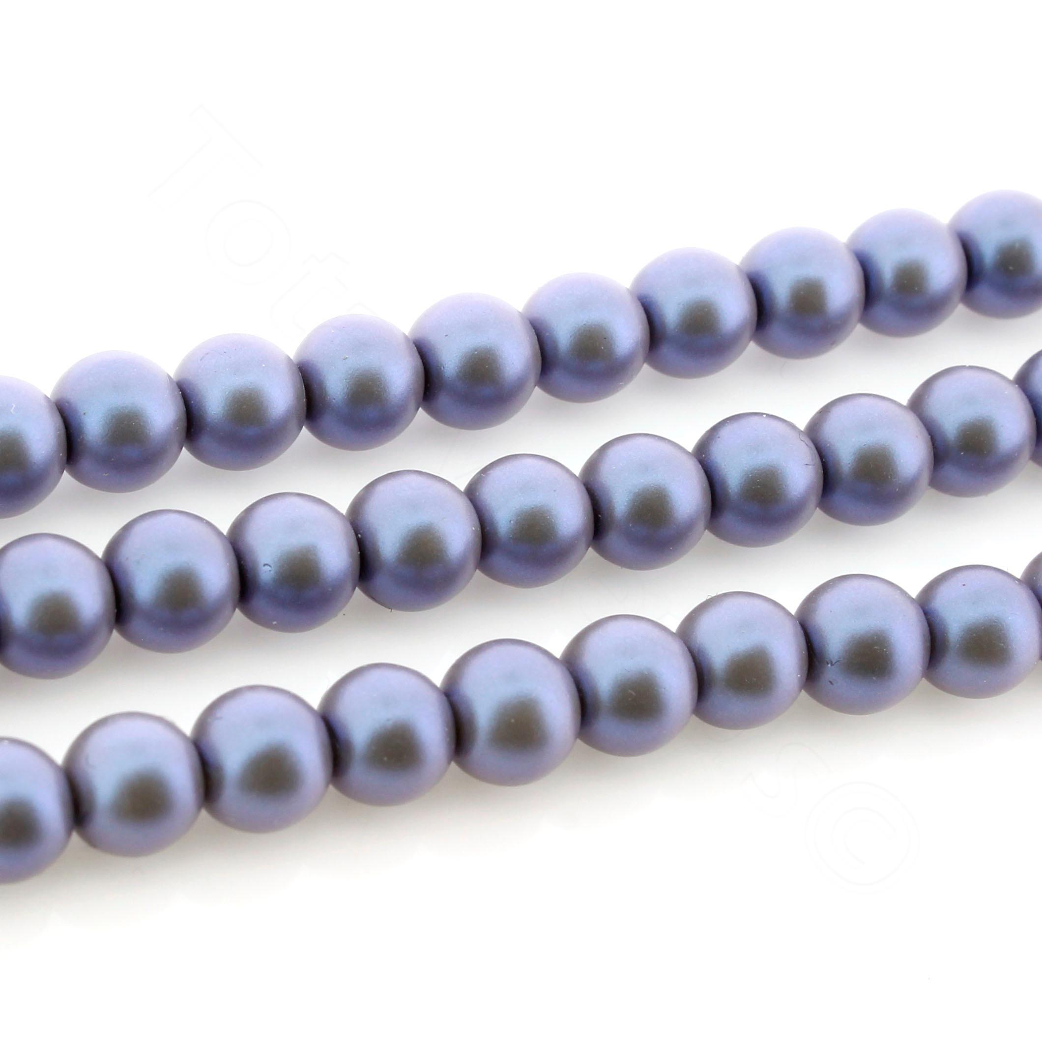 Satin Glass Pearl Round Beads 6mm Light Violet Craft Hobby
