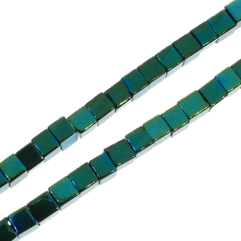 Hematite Cube 2mm Green Plated Craft Hobby And Jewellery Supplies