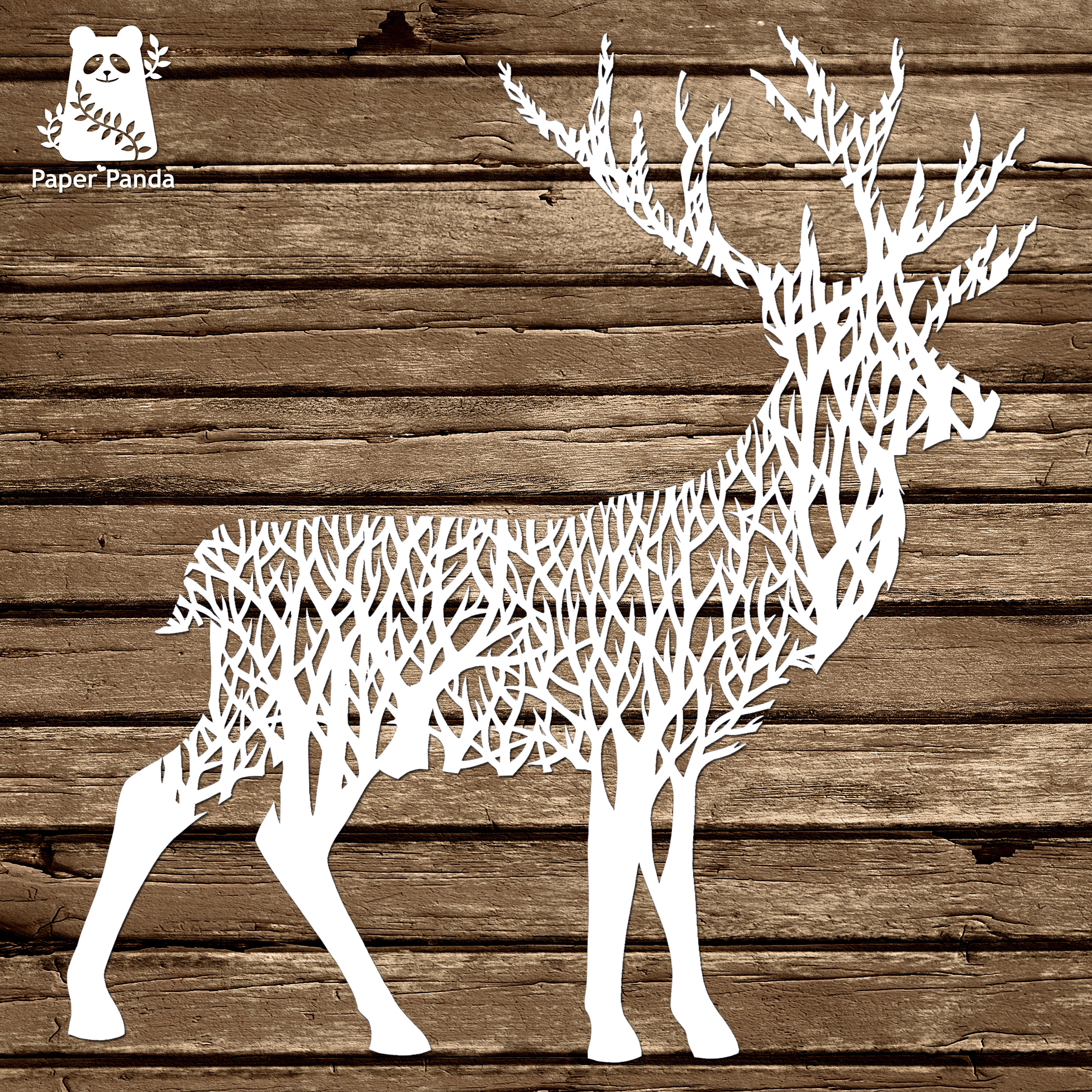 Papercut DIY Design Template Forest Stag Commercial Licence