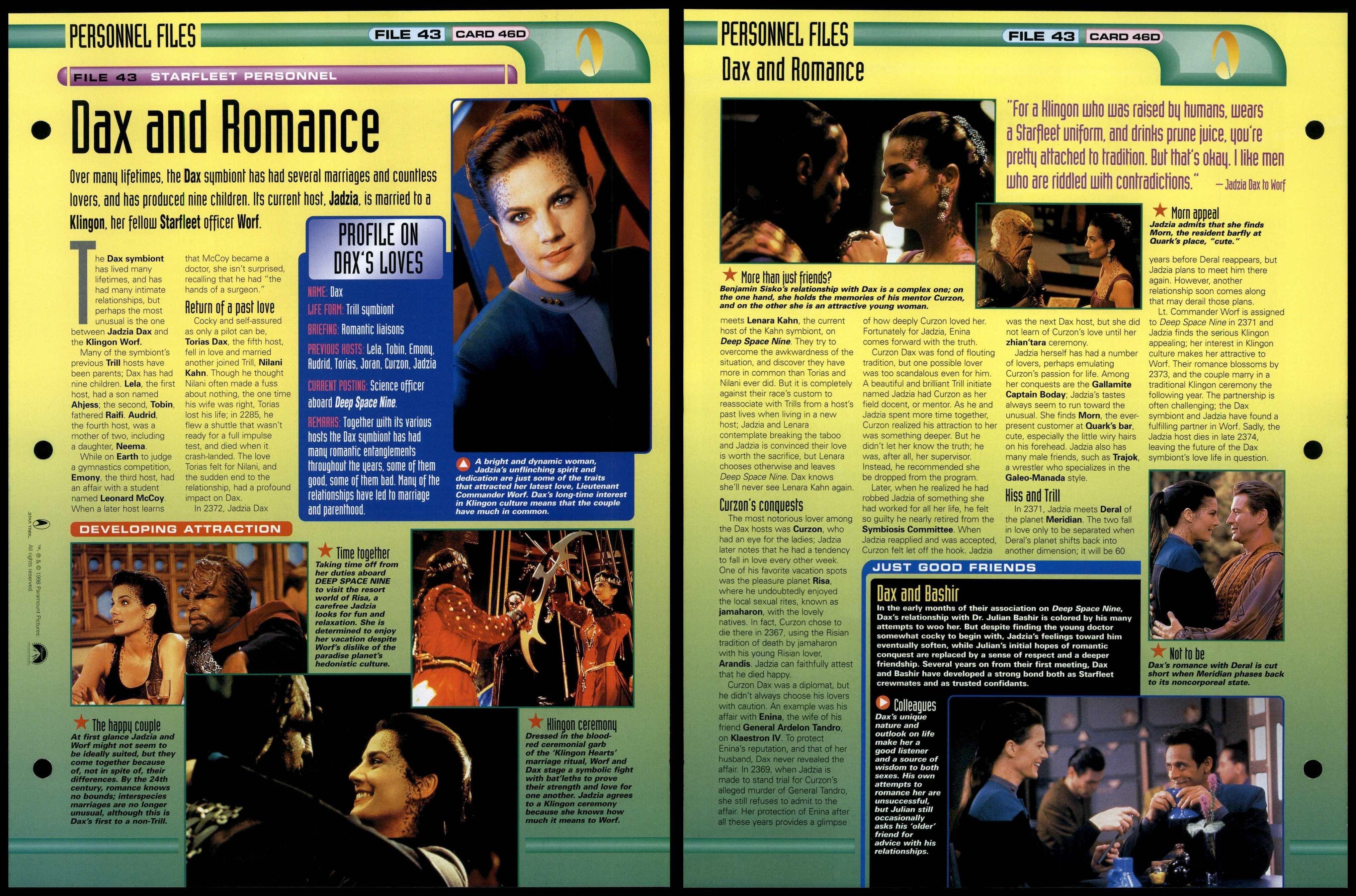 Dax & Romance - Starfleet Personnel - Star Trek Fact File Page Dax & Romance - Starfleet Personnel - Star Trek Fact File Page