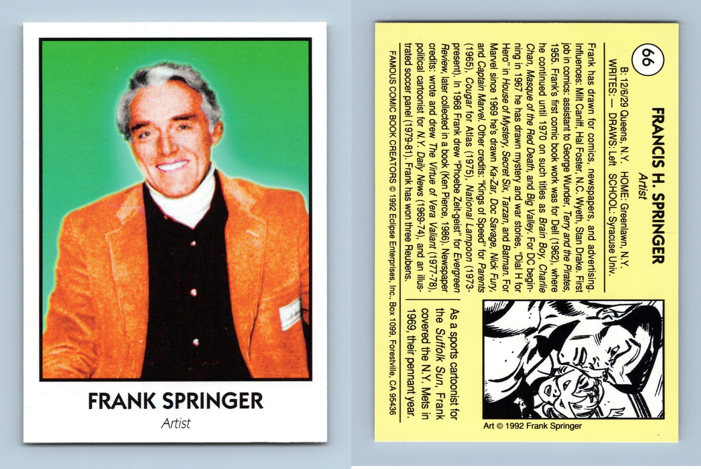 Frank Springer 66 Famous Comic Book Creators 1992 Eclipse Trading Card frank-springer-66-famous-comic-book-creators-1992-eclipse-trading-card