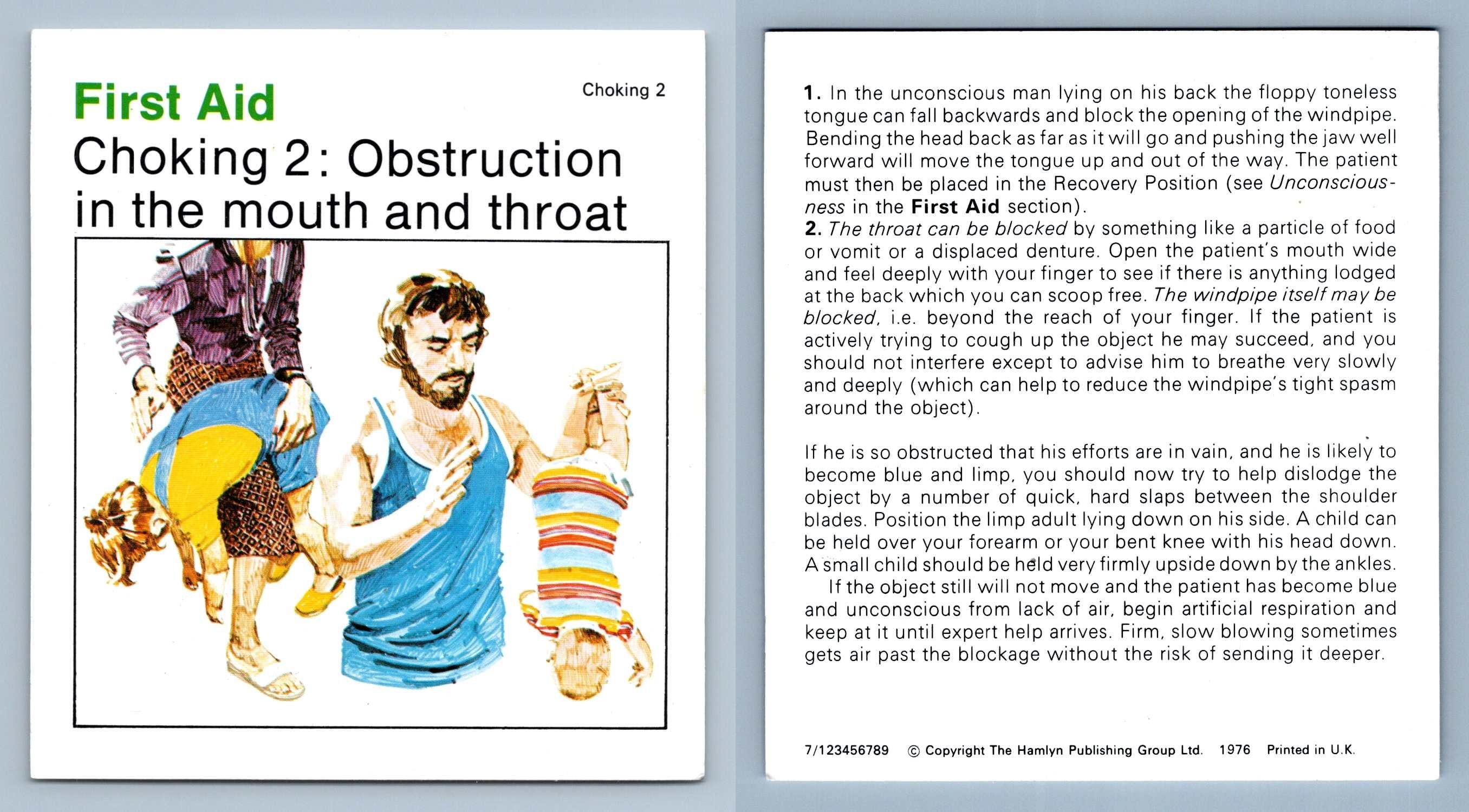 Choking 2 First Aid Home Medical Guide 1975 8 Hamlyn Card
