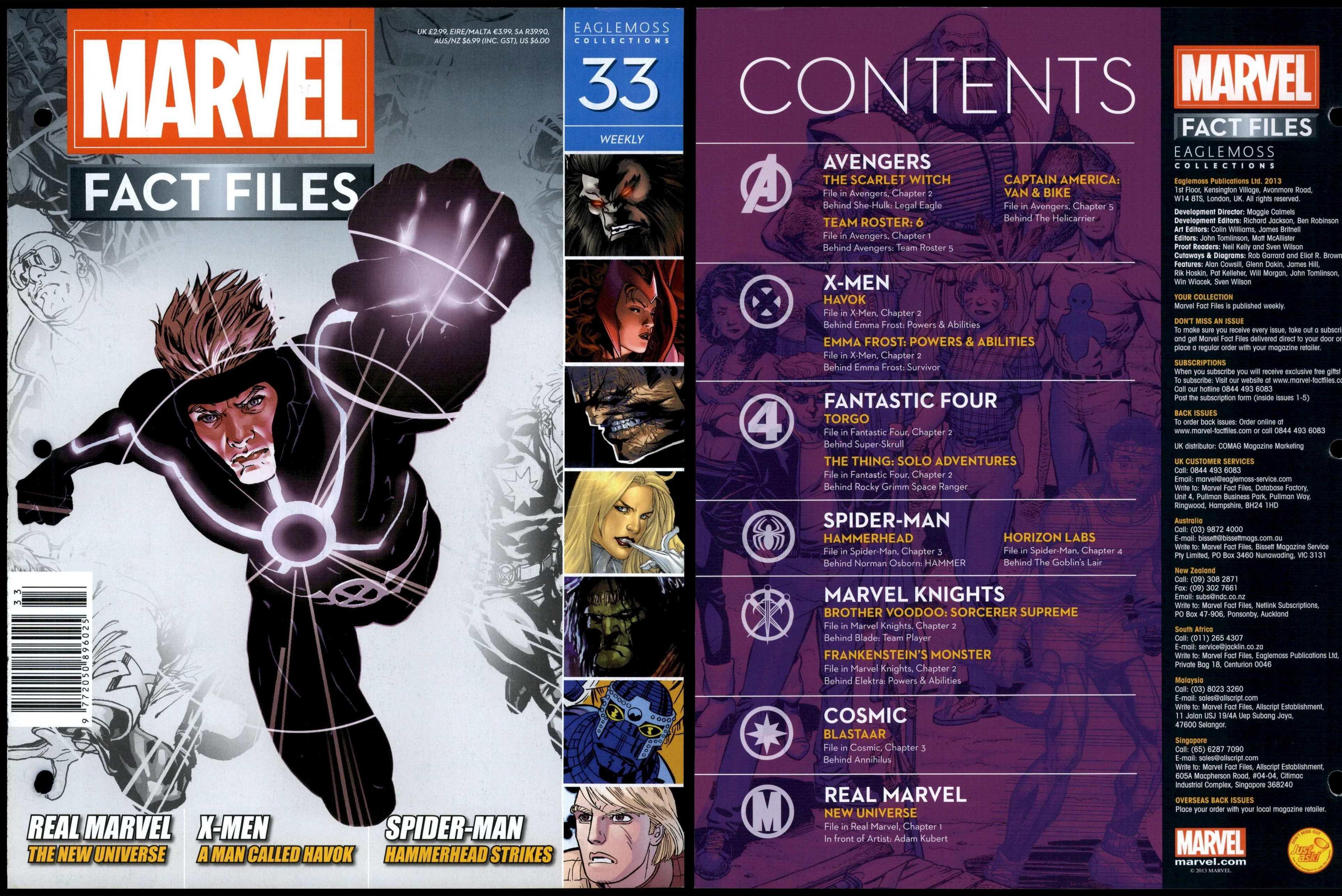 Marvel Fact Files Eaglemoss #33 Havok - Front Cover Only