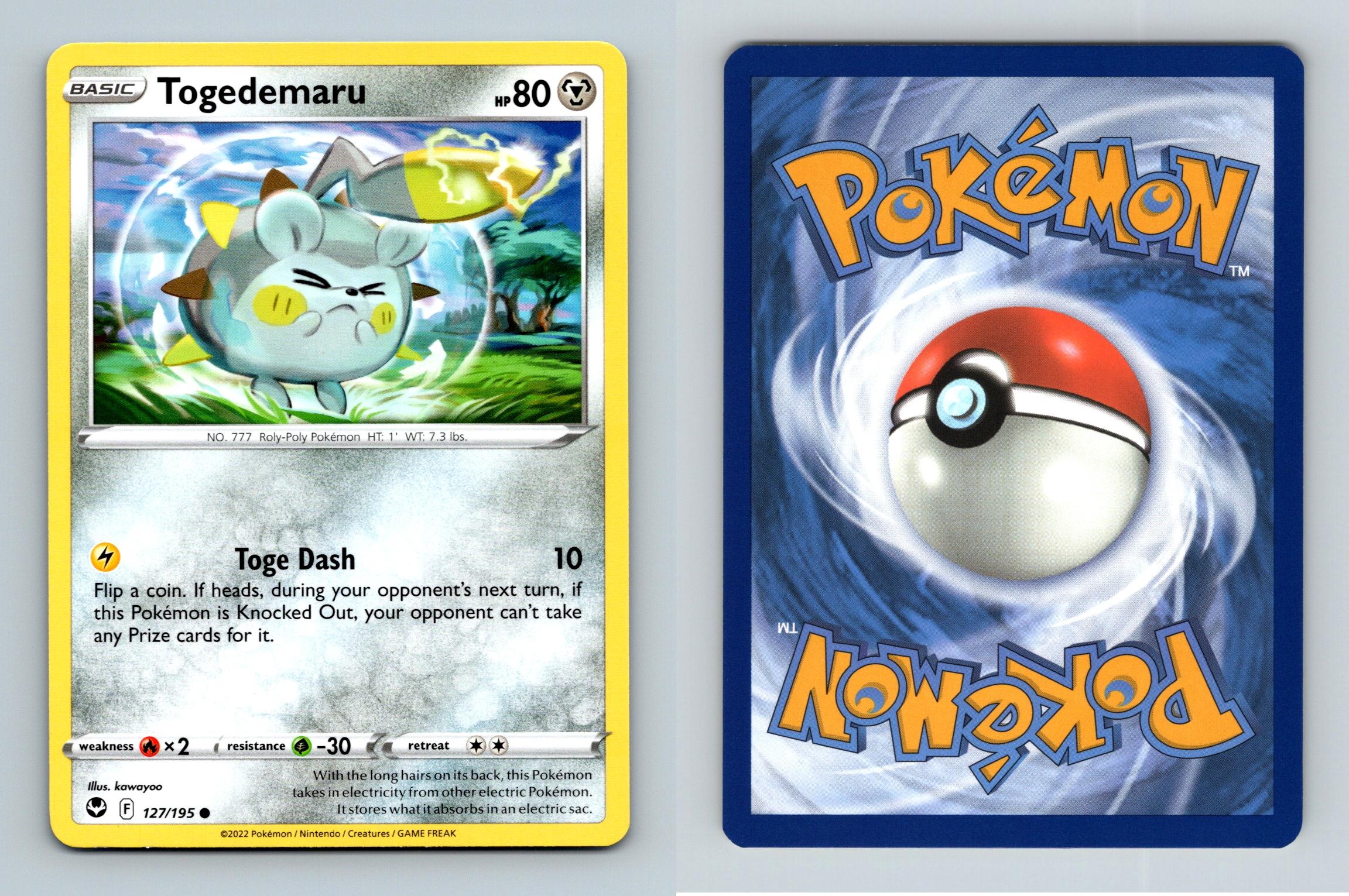 Togedemaru 127 195 Swsh Silver Tempest Common Pokemon 2022 Tcg Card