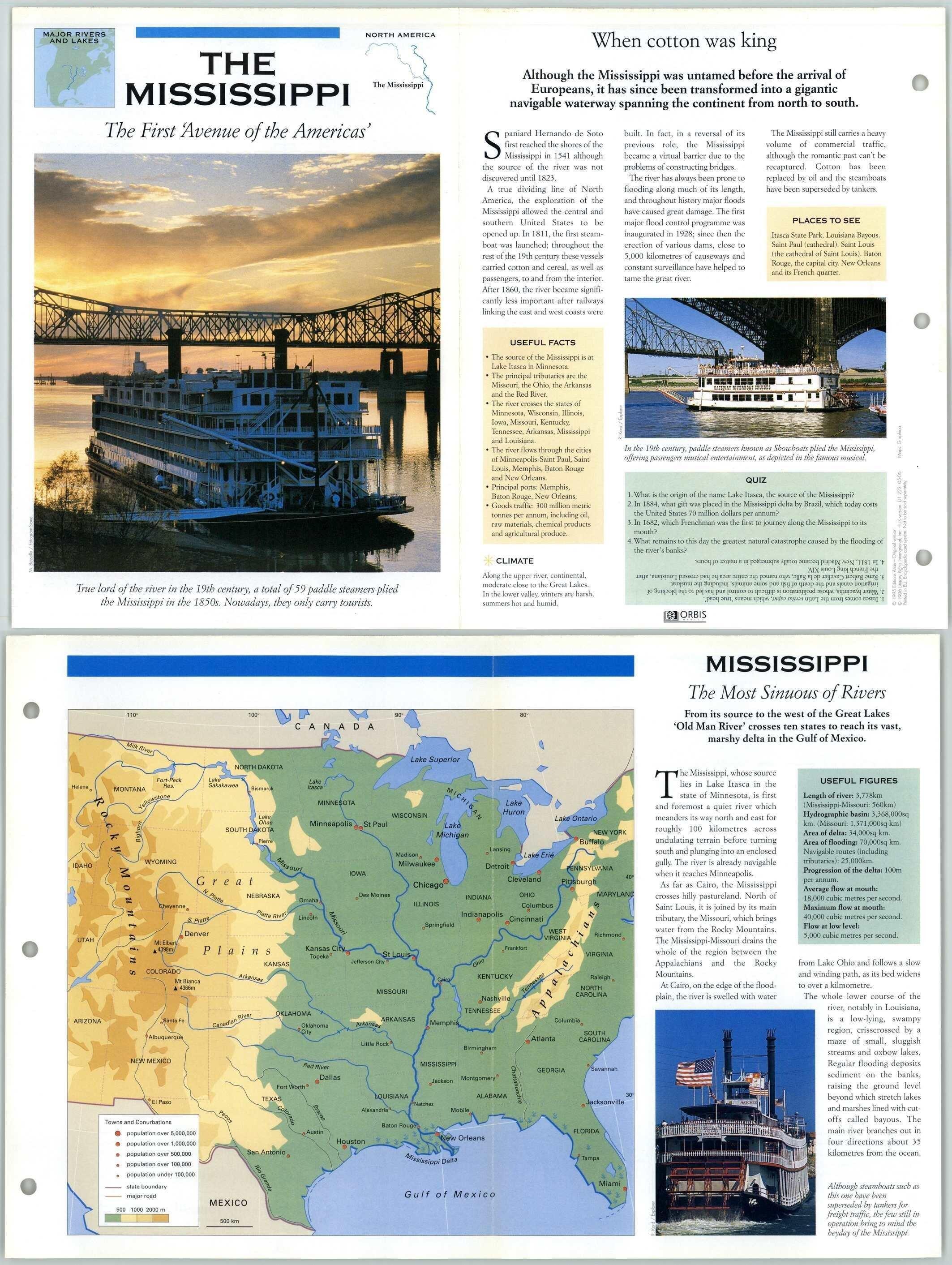 The Mississippi - Rivers & Lakes - Atlas Of The World - Fact File Fold ...