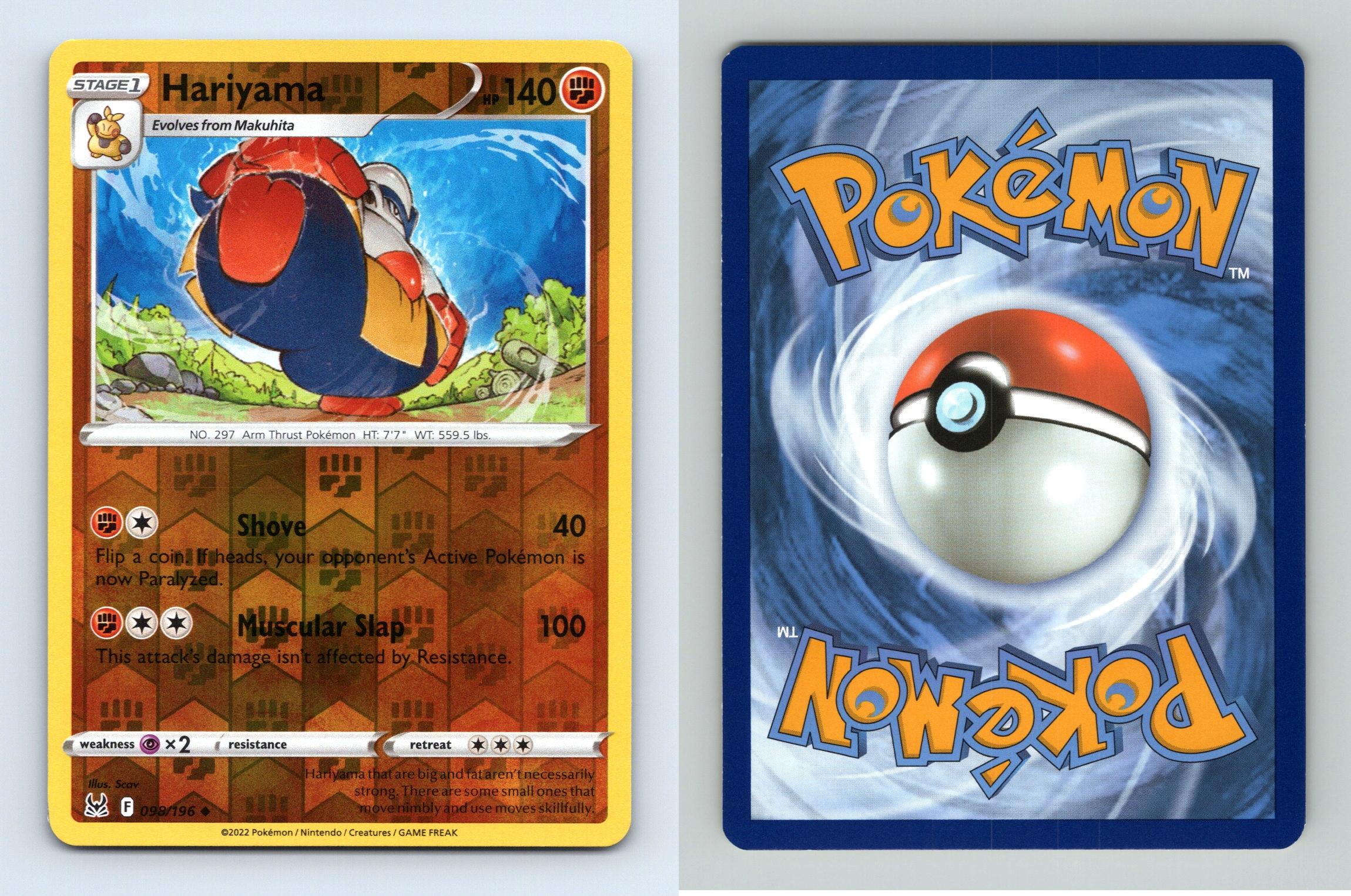 Hariyama 98 196 SWSH Lost Origin Reverse Holo Uncommon Pokemon 2022 Hariyama 98 196 SWSH Lost Origin Reverse Holo Uncommon Pokemon 2022