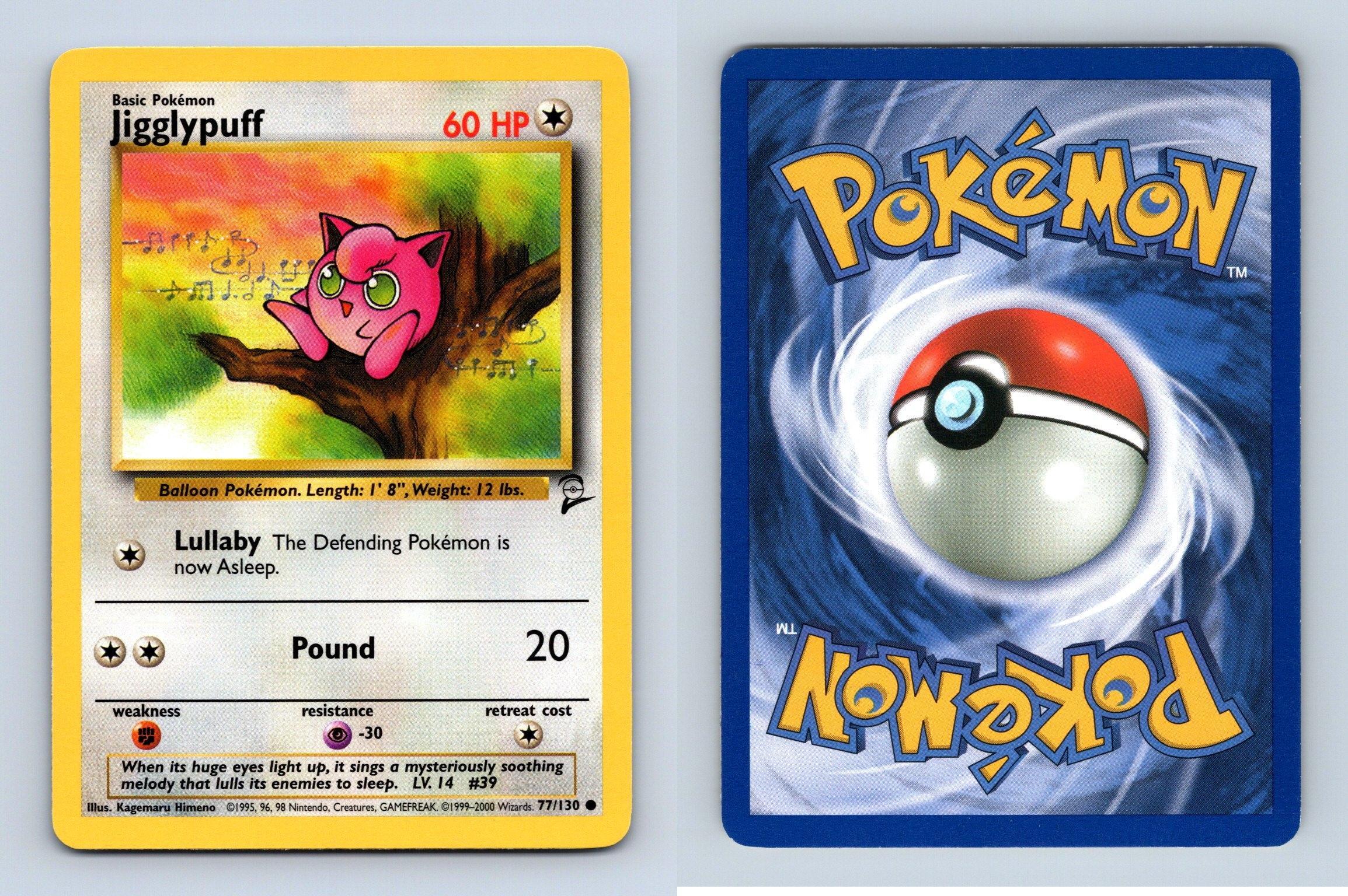 Jigglypuff 77 130 Base Set 2 Common Pokemon 2000 TCG Card