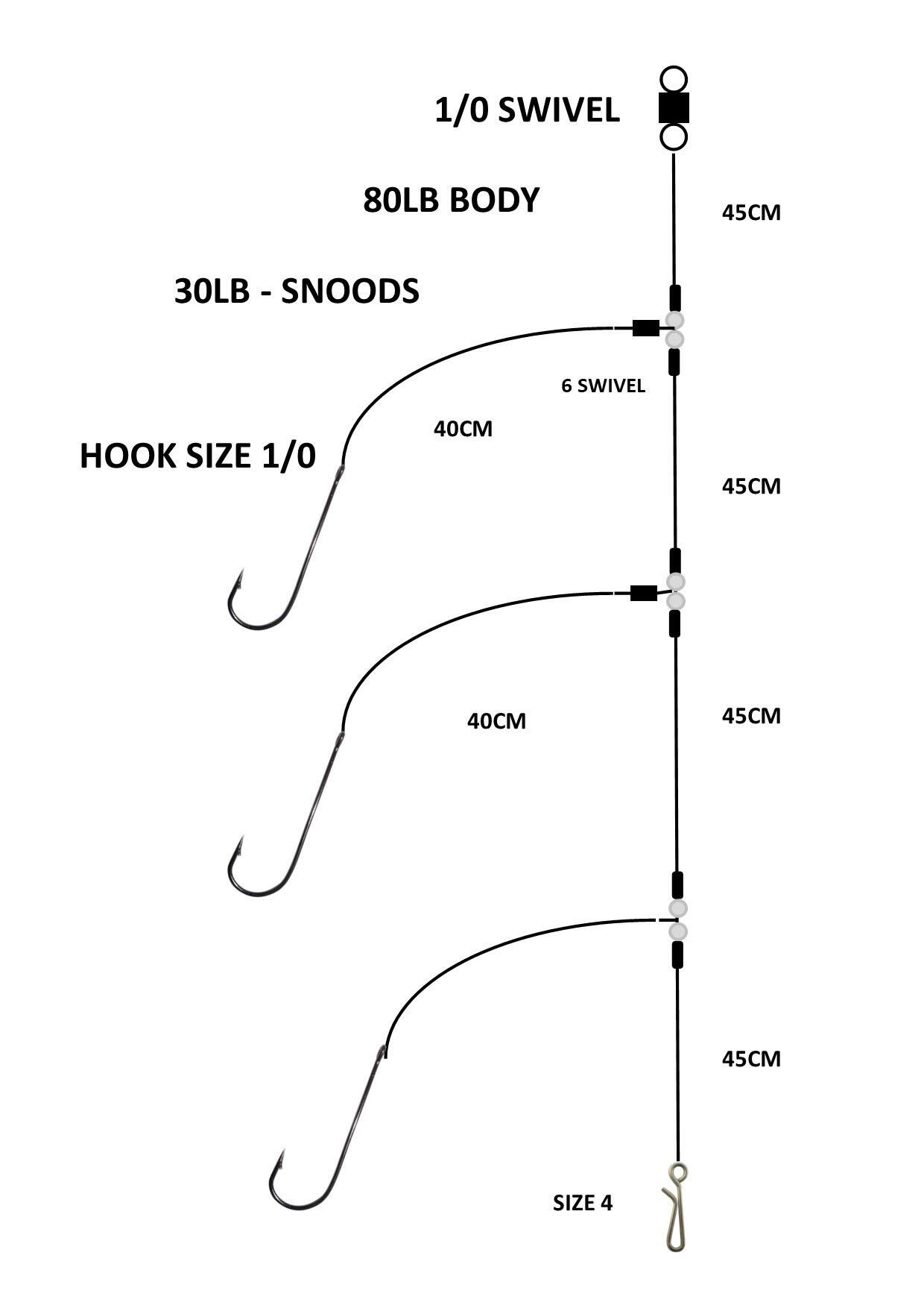 FISHZONE 3 Hook Flapper Size 1 0 1 2