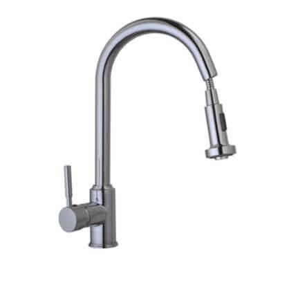 Jupiter Solid Brass Mono Kitchen Sink Mixer Tap with Pull Out Rinser and Swivel Spout KTAP2