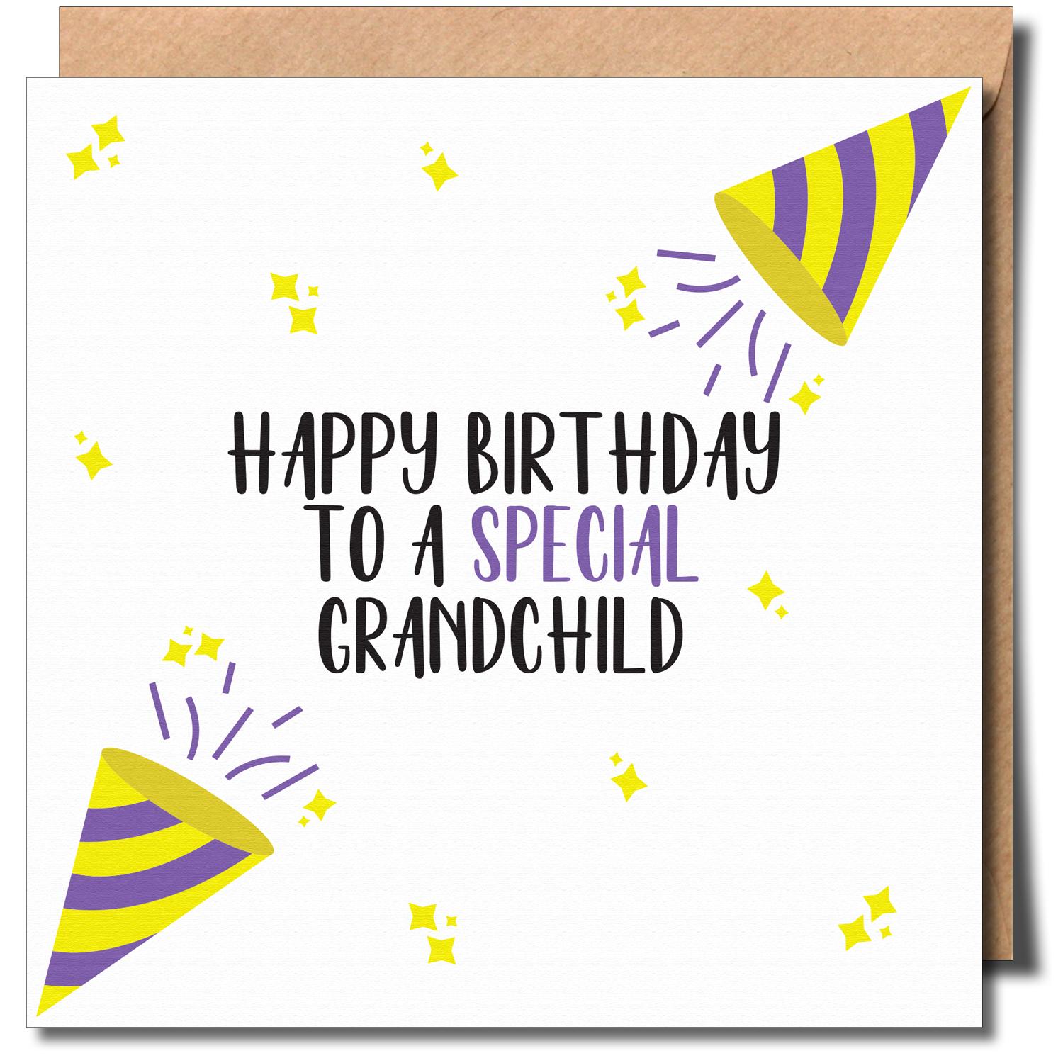 Happy Birthday To A Special Grandchild Non Binary Greeting Card White Happy Birthday To A Special Grandchild Non Binary Greeting Card White