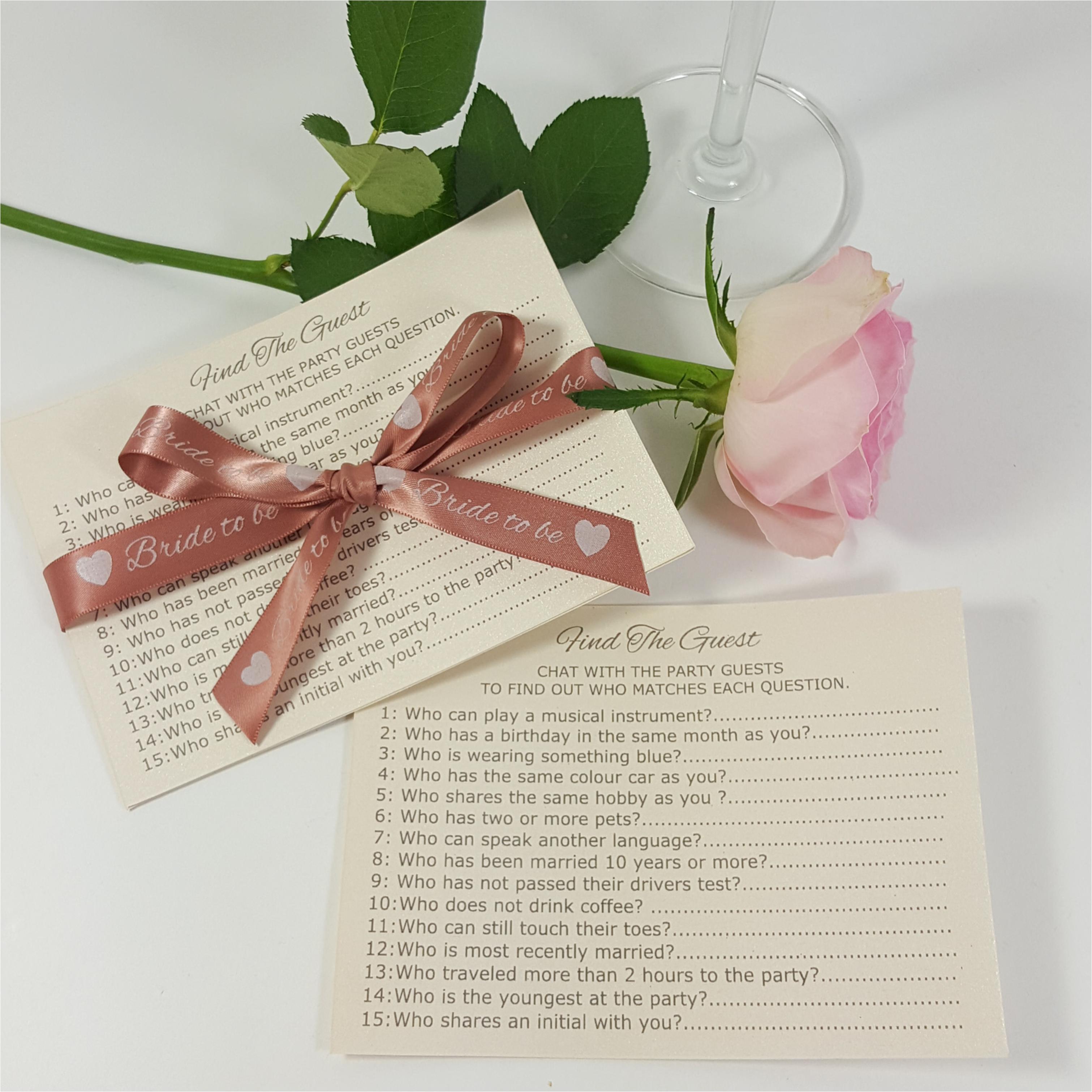 Find The Guest Who Hen Party Game Cards Classy Hen Do Games Activity Bridal Shower Game