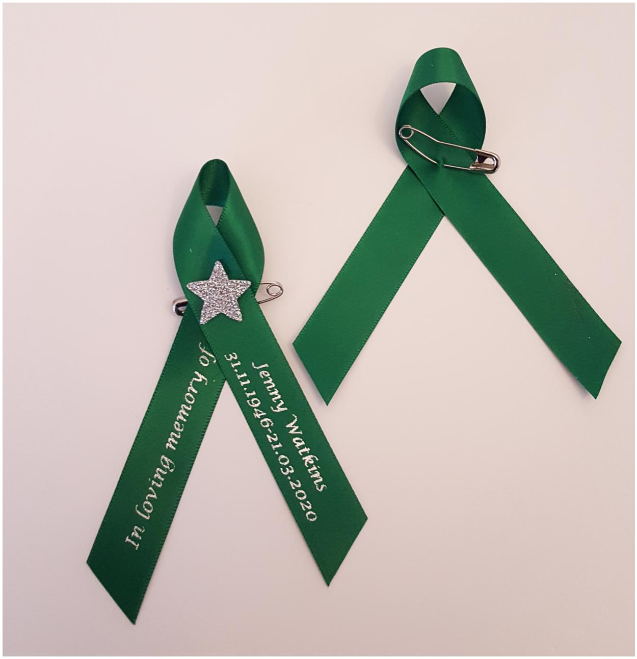 Memorial Ribbon With Star Personalised Funeral Ribbons