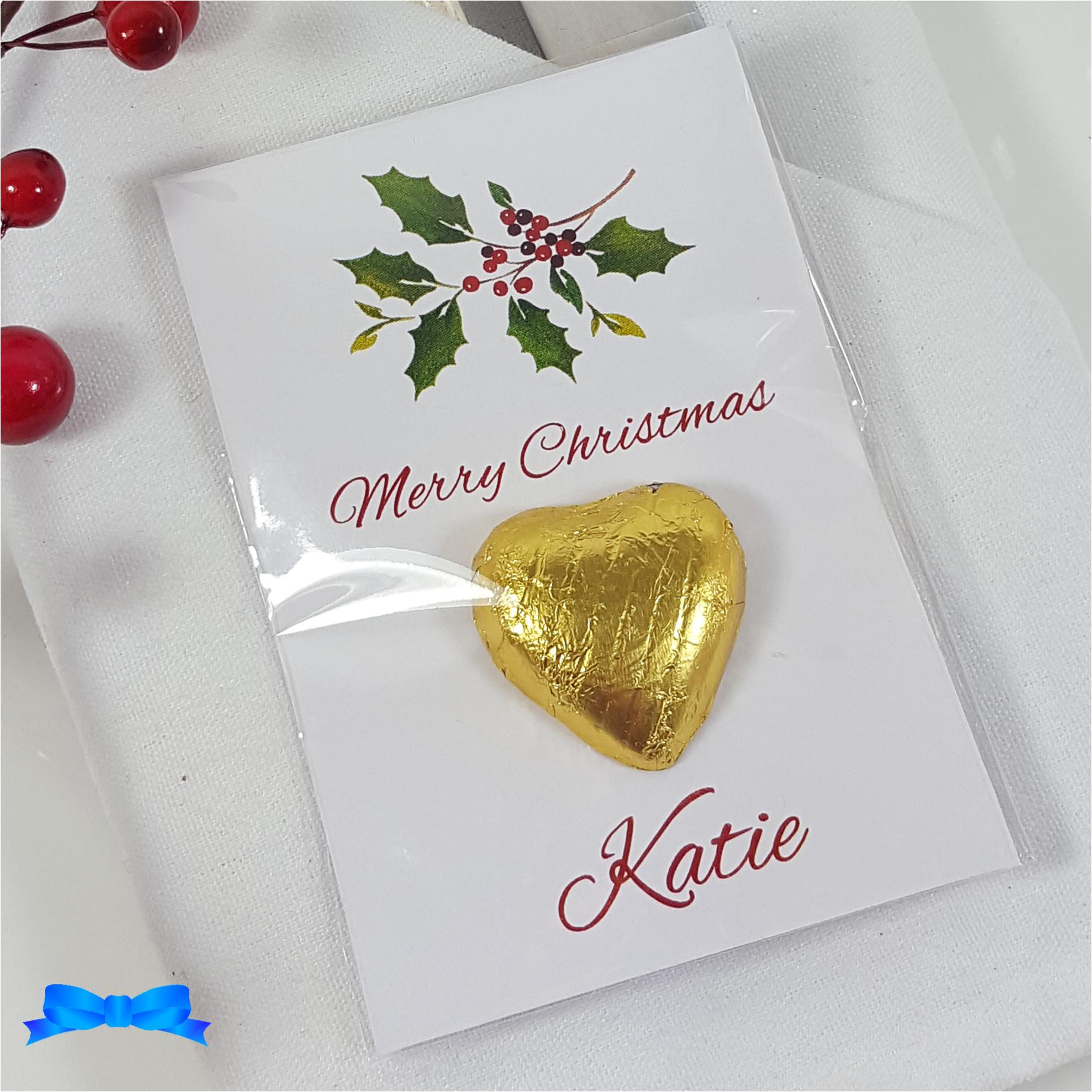 Christmas Place Card Chocolate Favours Holly Place Setting For 