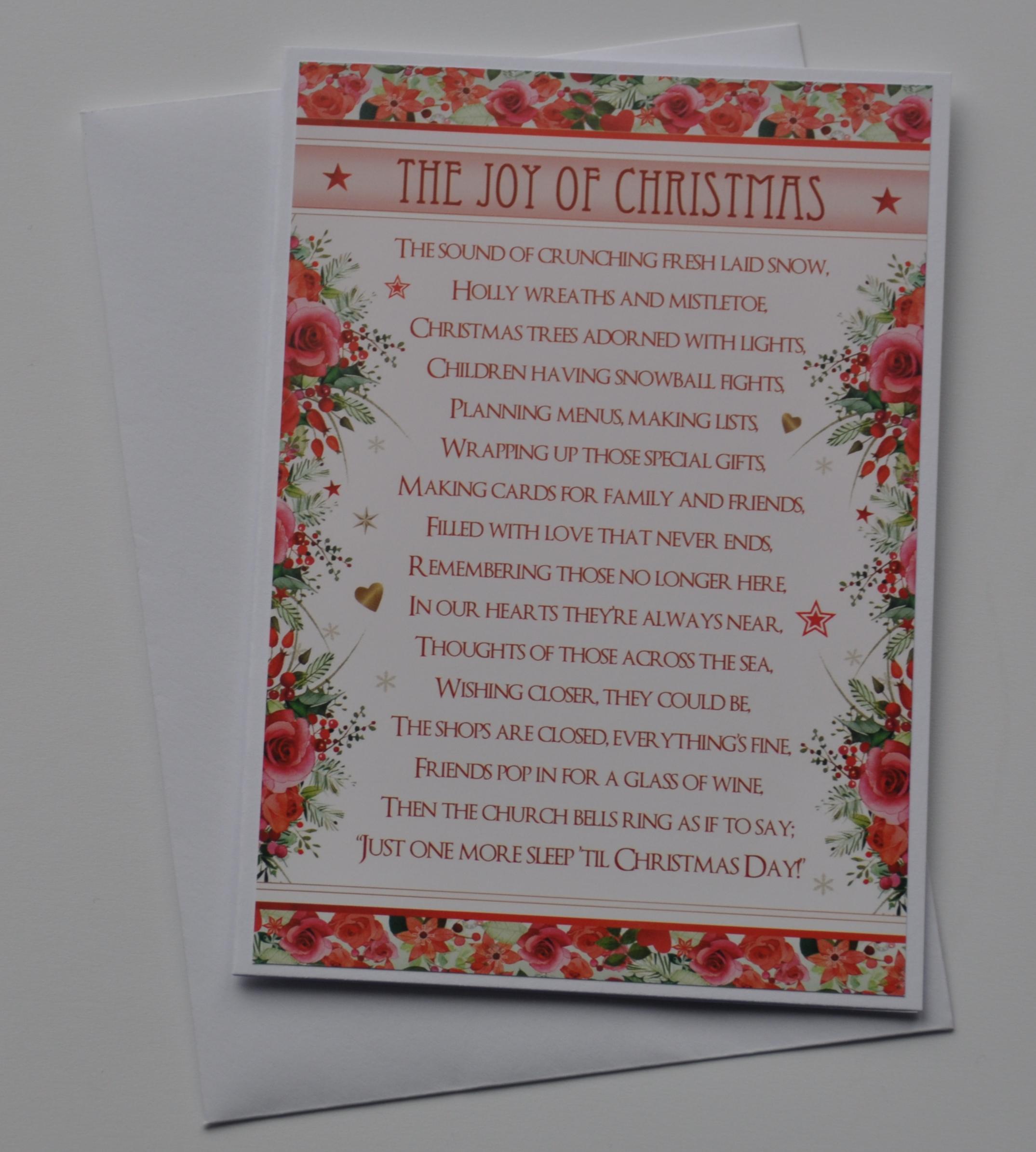 Handmade Christmas Card - The Joy of Christmas Poem