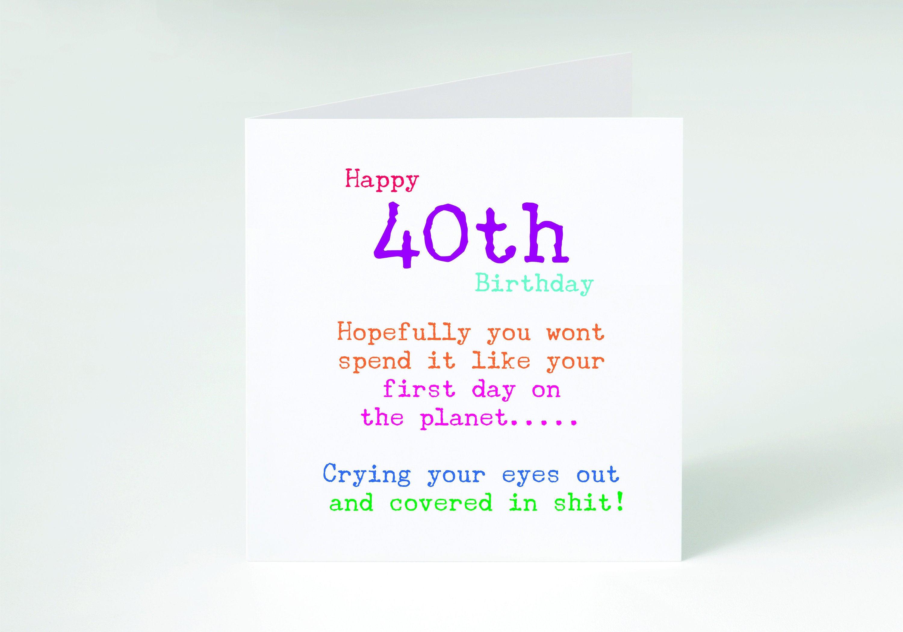 Funny 40th Birthday Card For Husband Wife Friend Funny Humorous