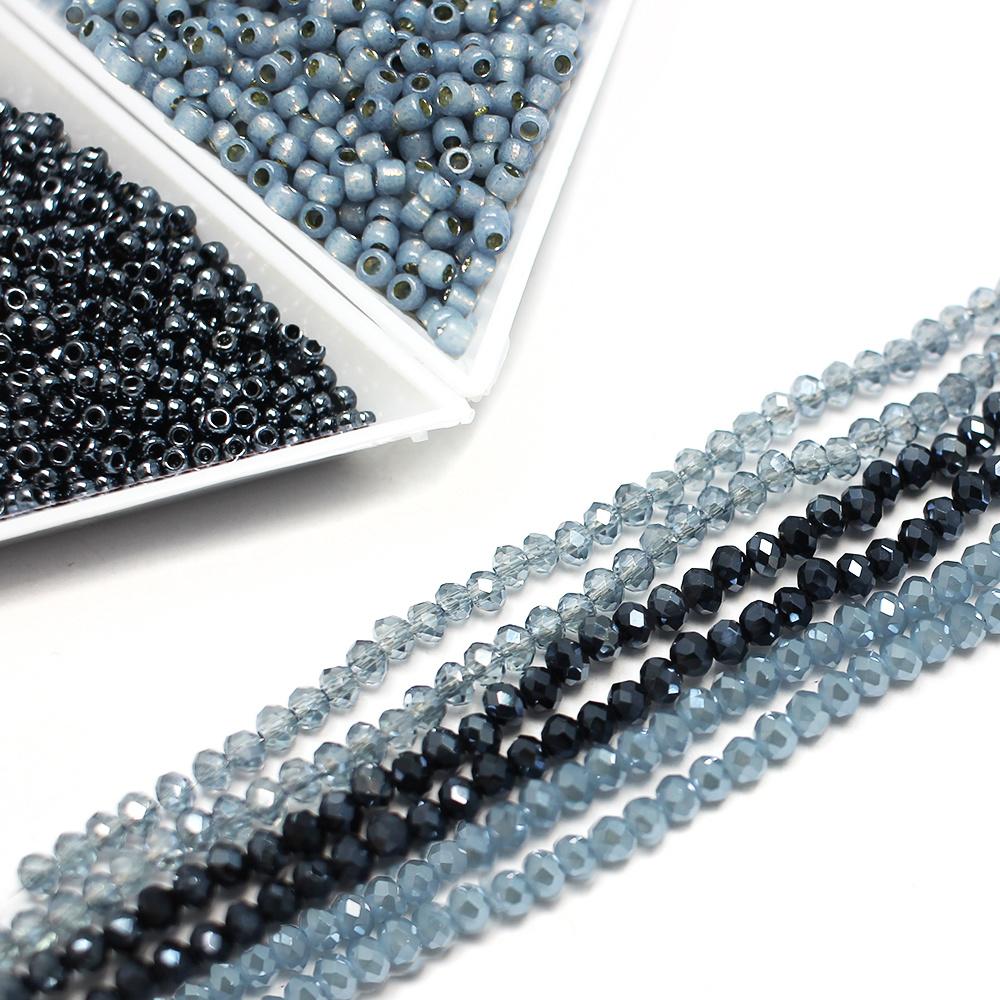 Crystal Rondelle & Seed bead bundle - Navy