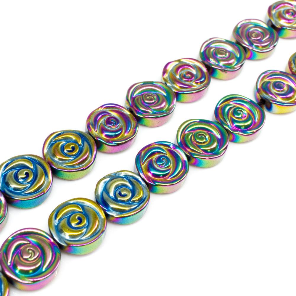 Hematite Rose Disc 12mm - Rainbow | Craft, hobby & jewellery supplies ...