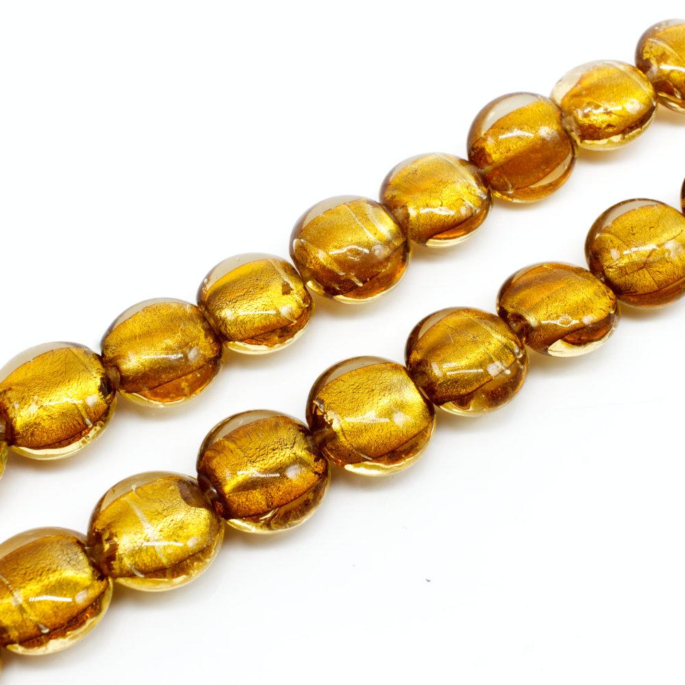 Silver Foil Disc Beads 15mm 25pcs - Gold