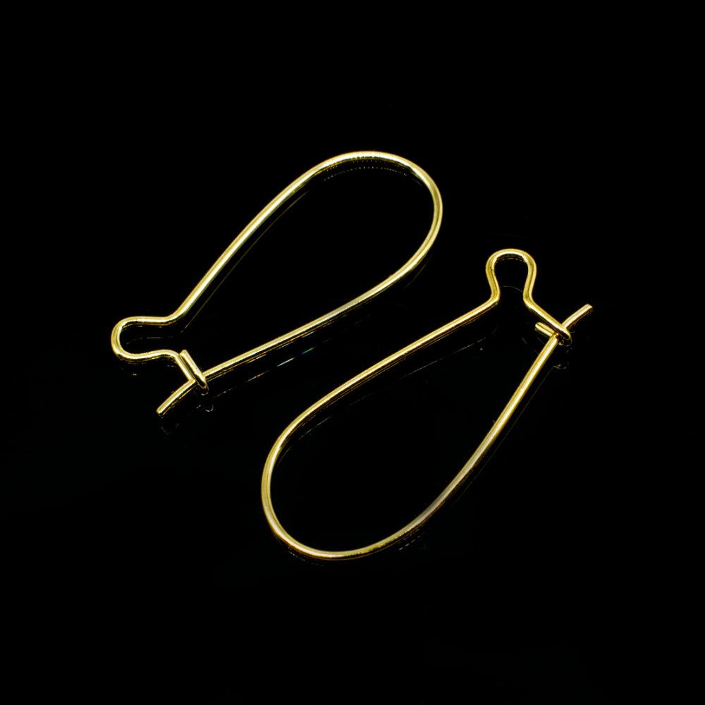 Kidney Ear Wires 26mm 20 Pairs - Gold Plated