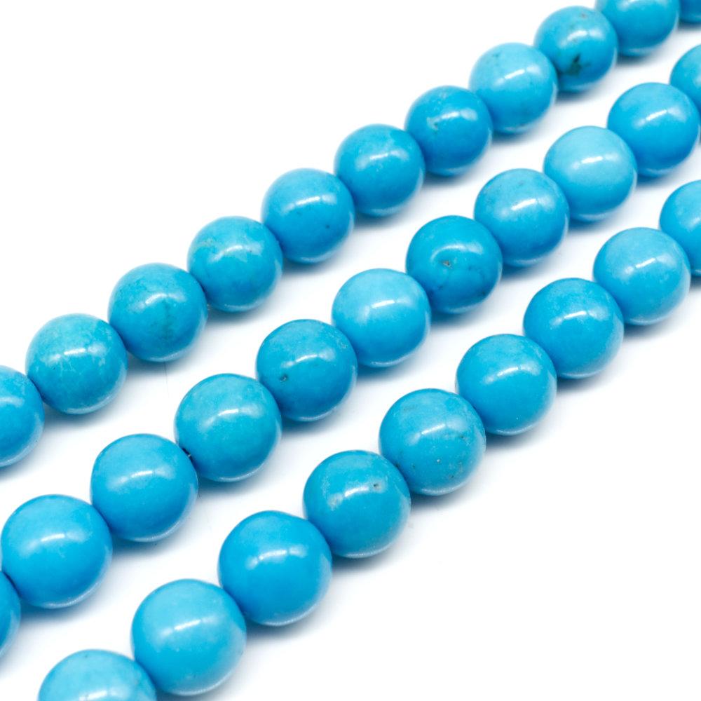 Blue Howlite Round Beads - 8mm 15" String