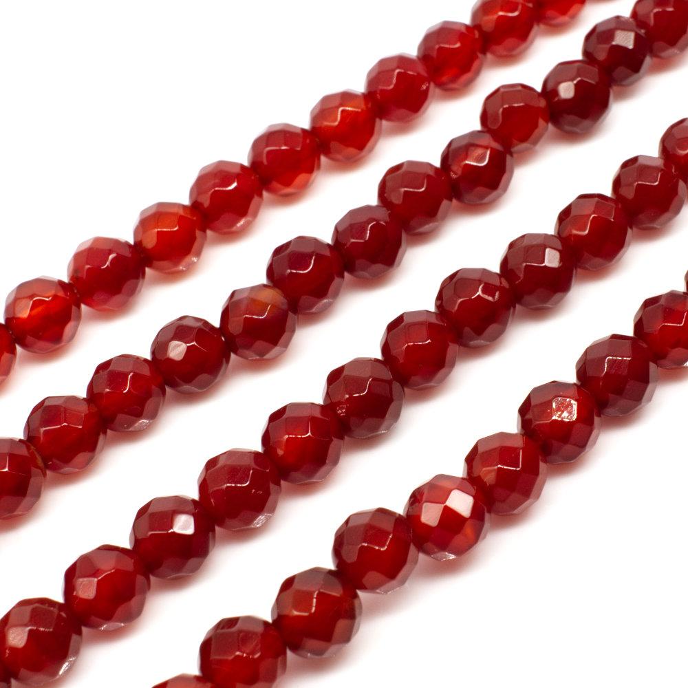 Red Jade Facet Round Beads - 6mm 15" inch
