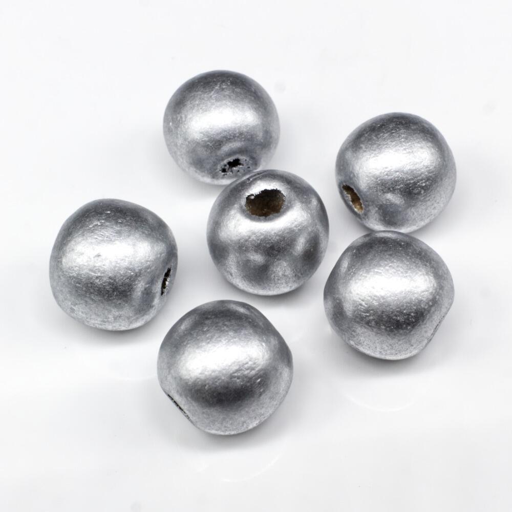 Wooden Bead - Round 15mm Silver 12pcs | Craft, hobby & jewellery ...