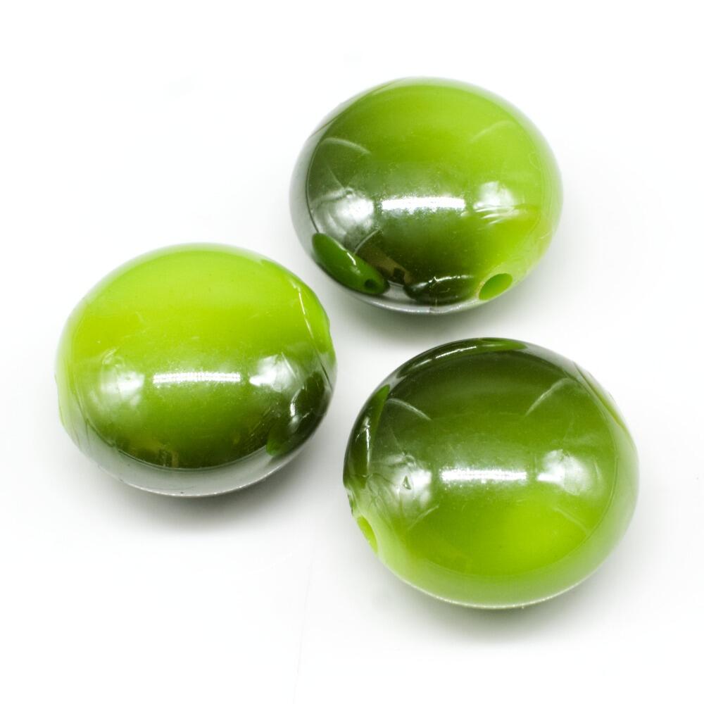 Acrylic Shadow Disc Beads 17mm 10pcs - Lime Green
