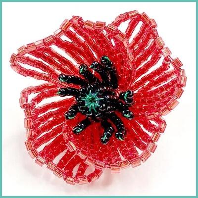 French Beaded Poppy