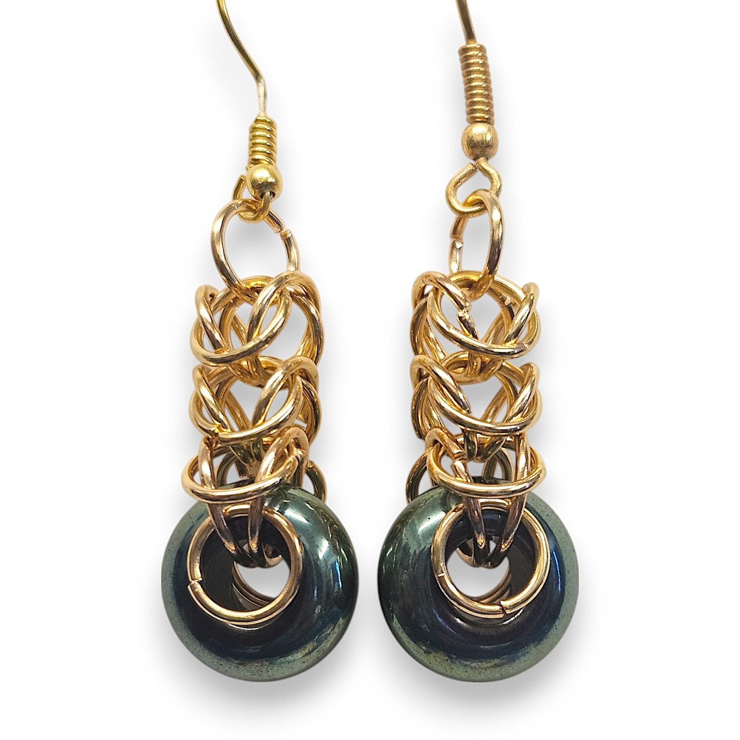 Box Weave Earring & Pendant - Champagne (Add Beads)