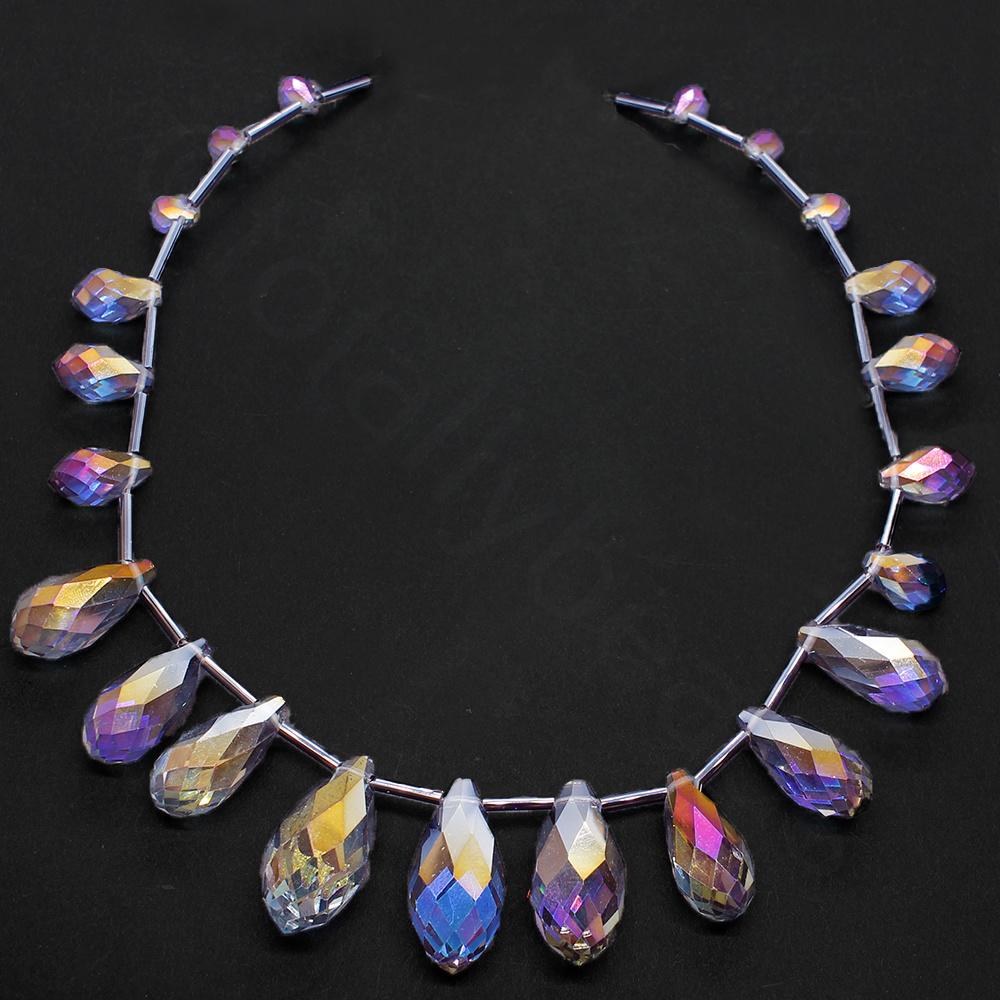 Graduated Crystal Drops 4 Sizes - Clear Purple Iris