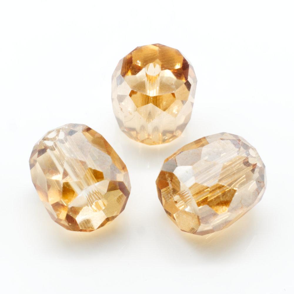 Crystal Drum Beads 10mm 8pcs - Dk Champagne
