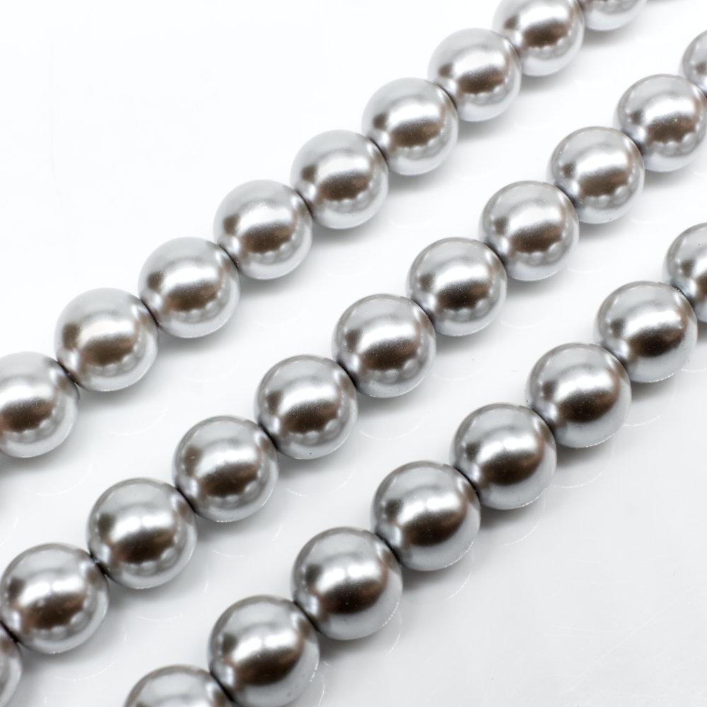 Glass Pearl Round Beads 8mm - Silver Dust | Craft, hobby & jewellery ...