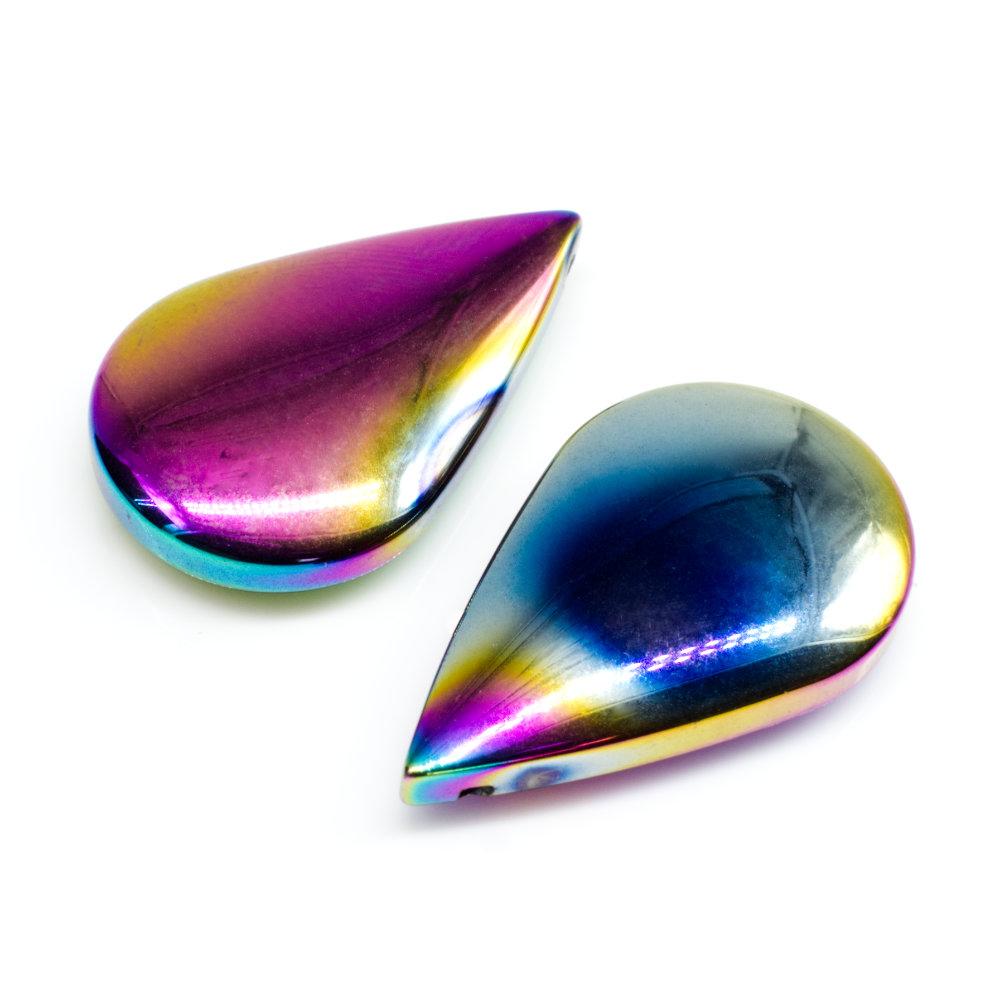 Hematite Drop Rainbow 30mm Craft Hobby And Jewellery Supplies