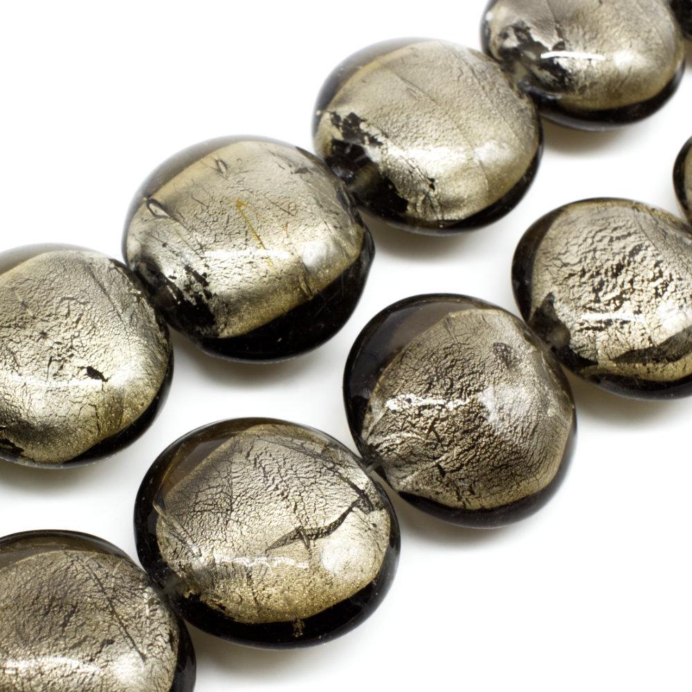 Silver Foil Disc Bead 24mm - Grey