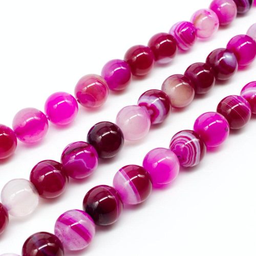 Banded Agate Round Beads 10mm Pink 15 inch