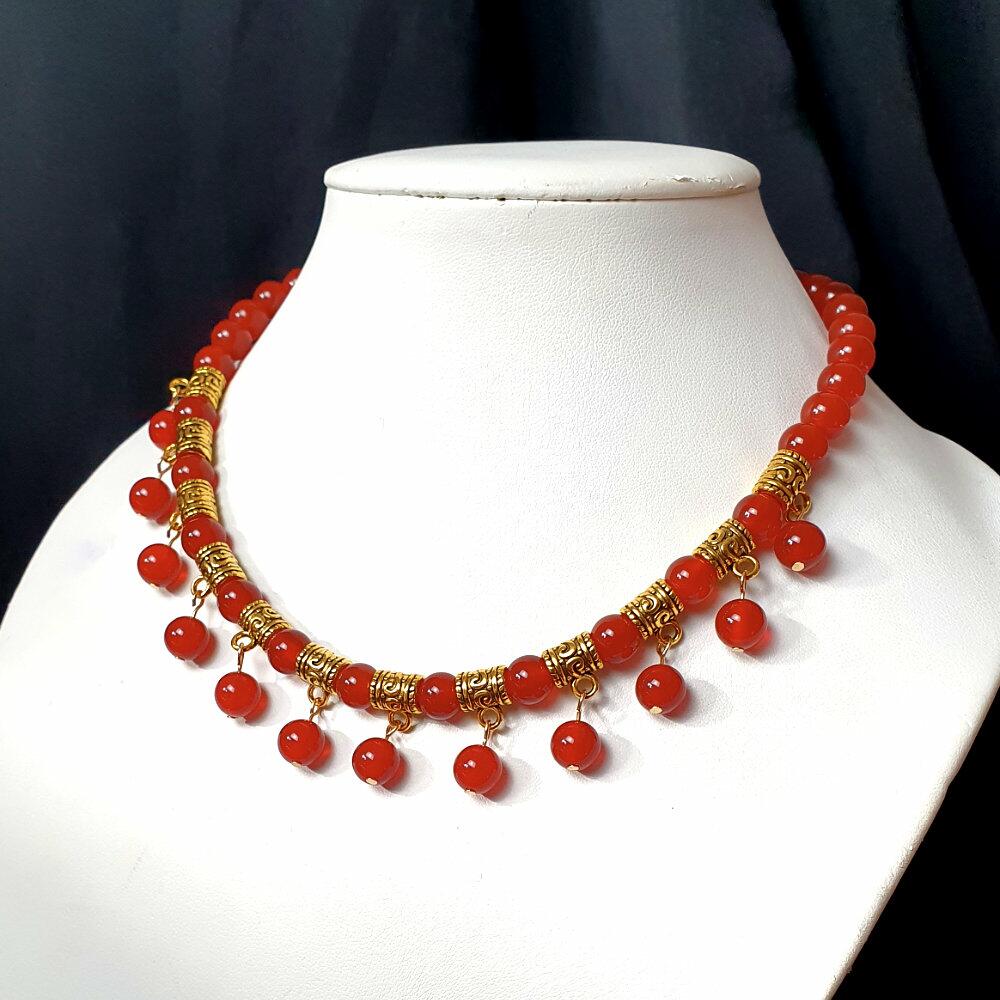 Gemstone Hanger Necklace - Red Agate