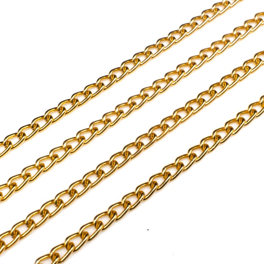 Aluminium Chain Oval Curb 4x6mm Gold 1m