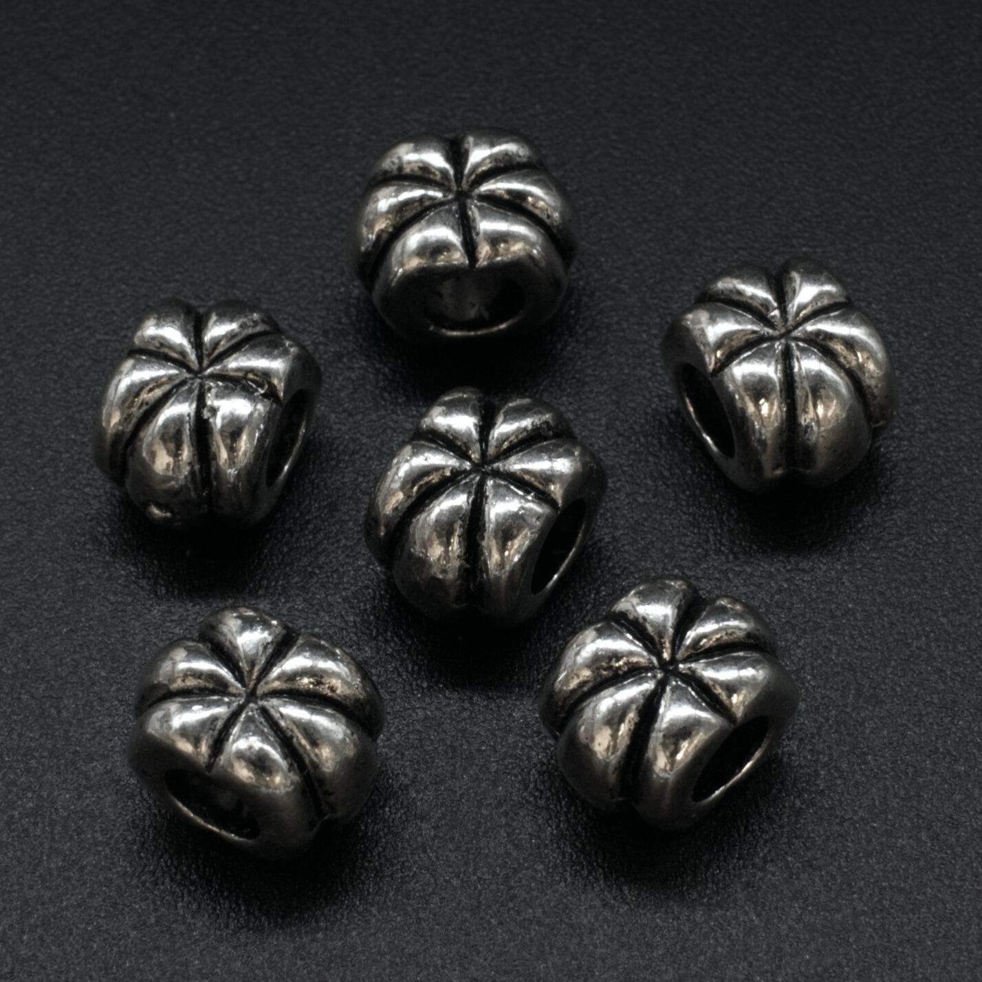 Ant. Silver Charm Bead 6 Segment 11mm Large Hole 1pc