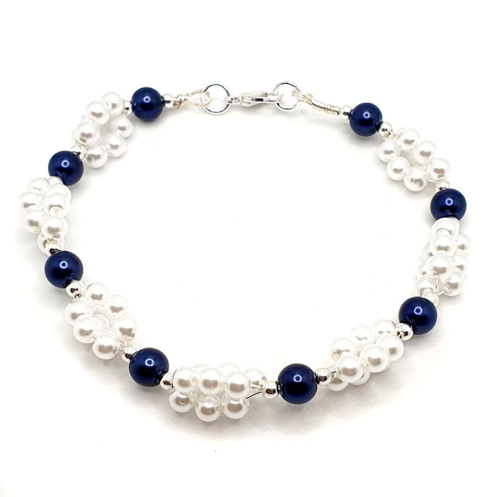 Deborah Cluster Bracelets - Space Blue & White