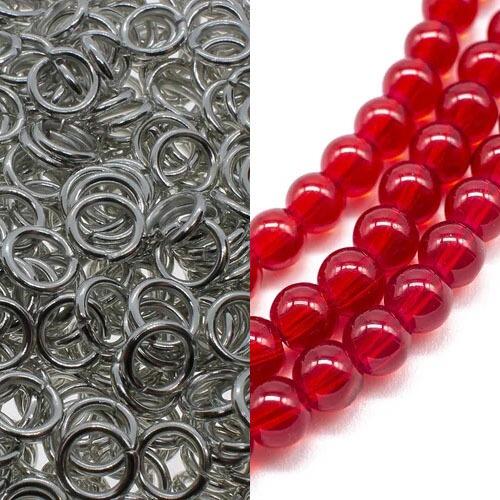 Byzantine Wave Bracelet - Rhodium & Red