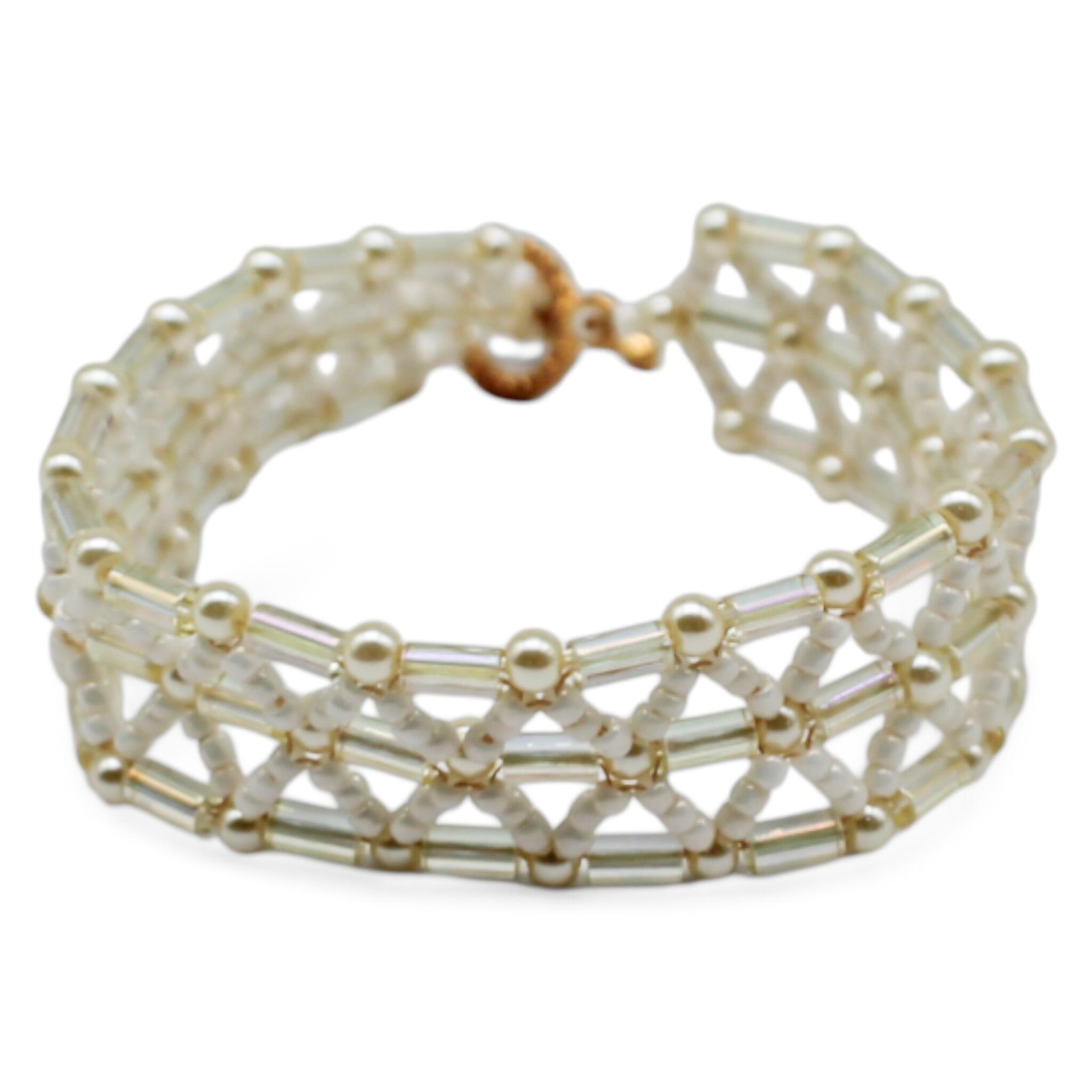 Tube Lattice Bracelet Makes 2 - Cream