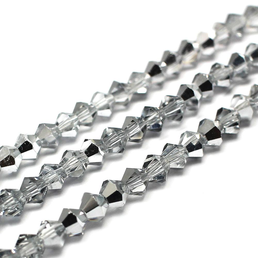 Premium Crystal 4mm Bicone Beads - Half Silver | Craft, hobby ...