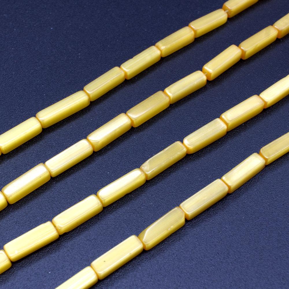 Cats Eye Beads Cuboids 12x4mm in Yellow