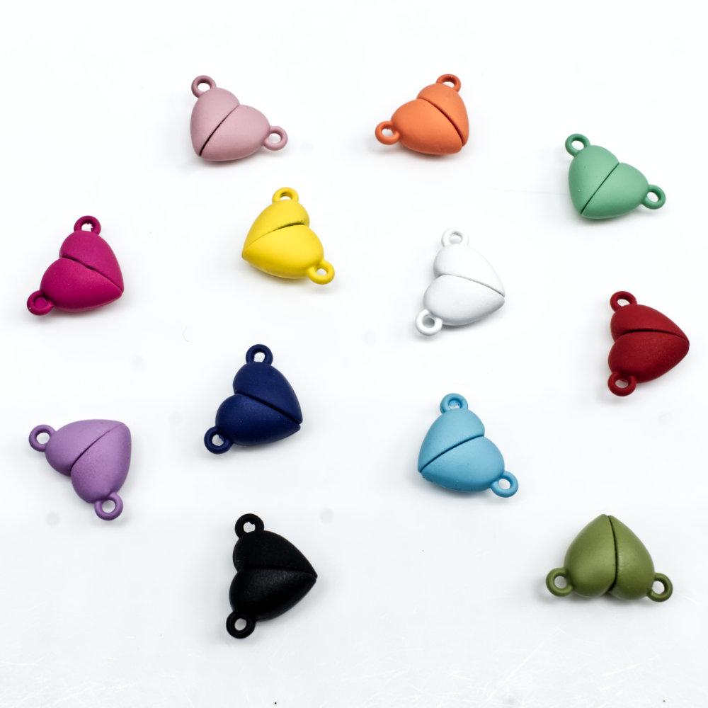 Magnetic Heart Clasp 10x16mm Mixed Colours 5pcs