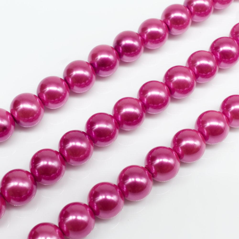 Glass Pearl Round Beads 8mm - Raspberry | Craft, hobby & jewellery ...