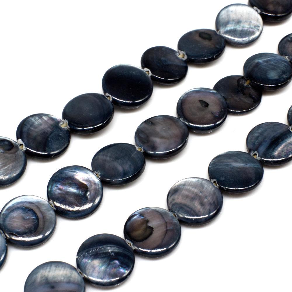 Shell Disc Beads 11mm - Charcoal Grey | Craft, hobby & jewellery ...