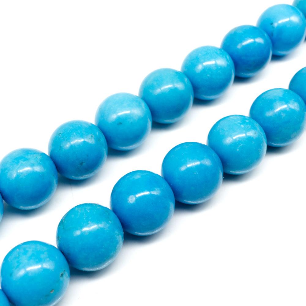 Blue Howlite Round Beads - 14mm 15" String