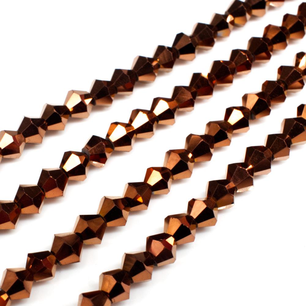 Premium Crystal 5mm Bicone Beads - Bronze Plate