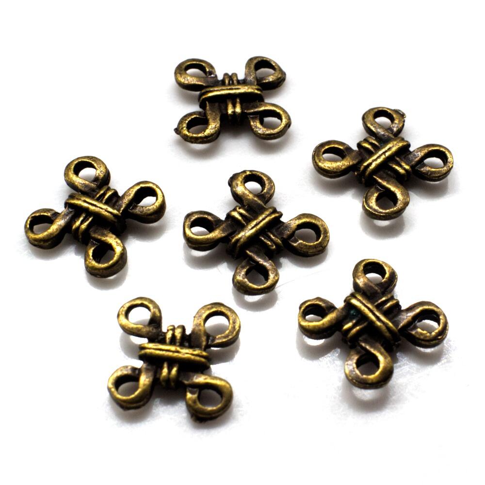 Antique Bronze Metal Connector Diamond 12mm 4 loop 12pcs