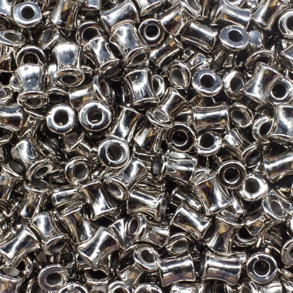 Acrylic Silver Dished Tube 7mm 50pcs